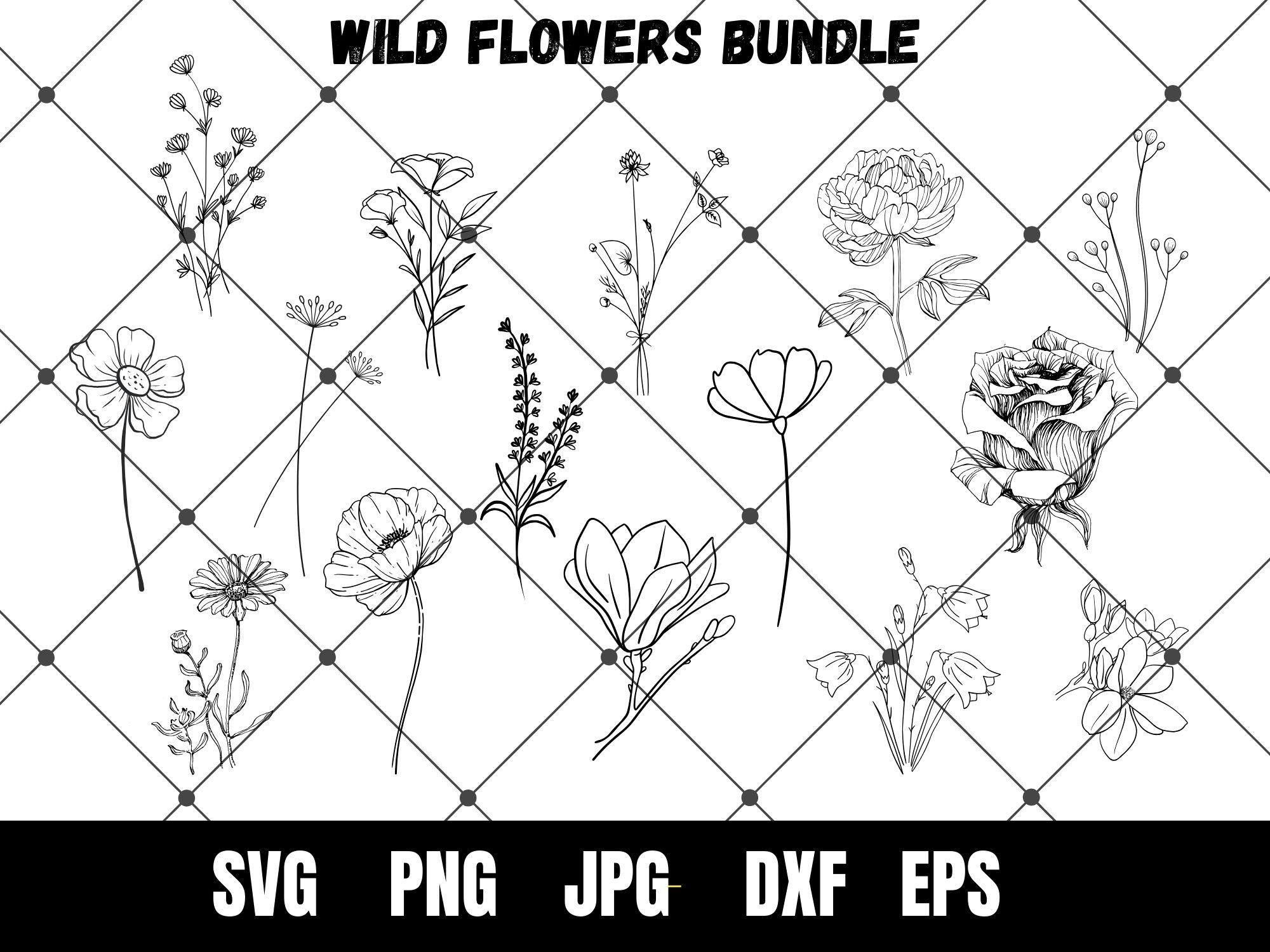 Wildflower Svg Bundle ,wildflowers Clipart, Wildflower Vector ...