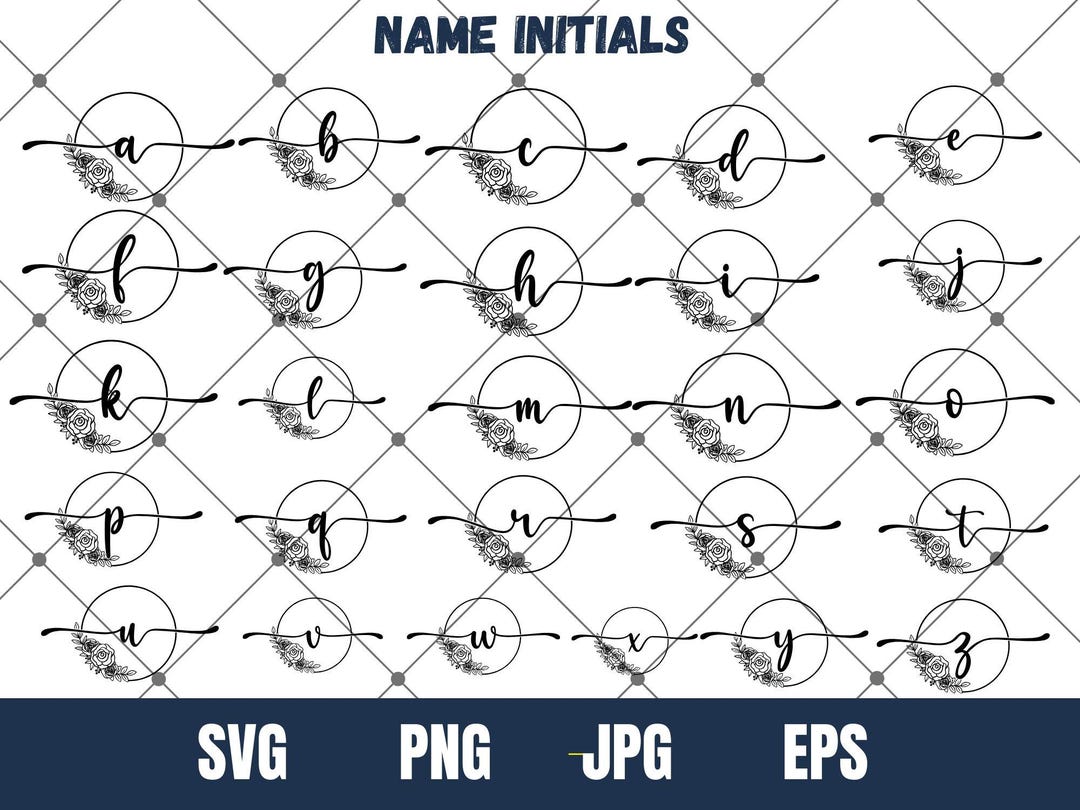 Floral Name Initials Svg Bundle, Flower Alphabet Svg,wedding Initials ...
