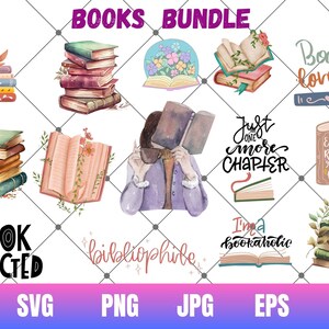 Watercolour BOOKS SVG, BOOKS Svg Cut Files for Cricut, Books Lover ...
