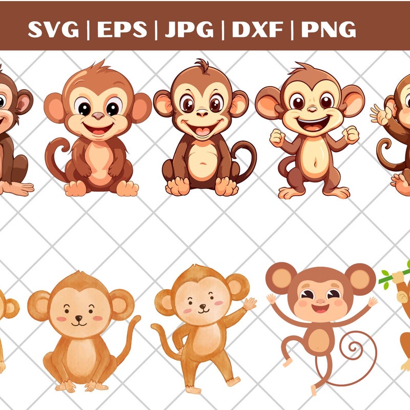Monkey Svg - Etsy