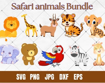 Jungle Animals SVG Set. Safari Animals SVG. Cricut Cut Files, Layered ...