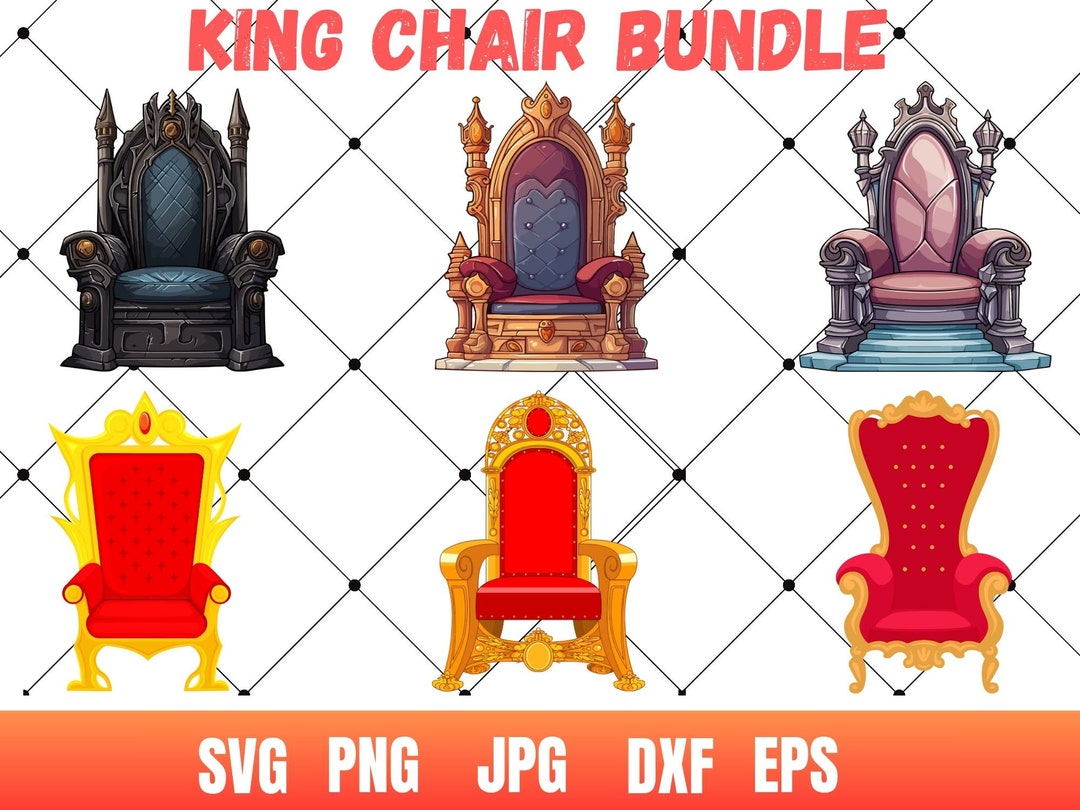 Royal Throne Vector Clipart Set / Outline, Stamp and Color Graphics ...