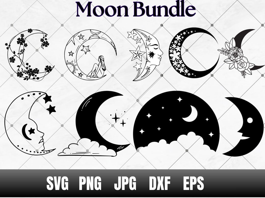 Moon Svg, Moon Silhouette, Moon Svg Files for Cricut, Moon Svg Bundle ...