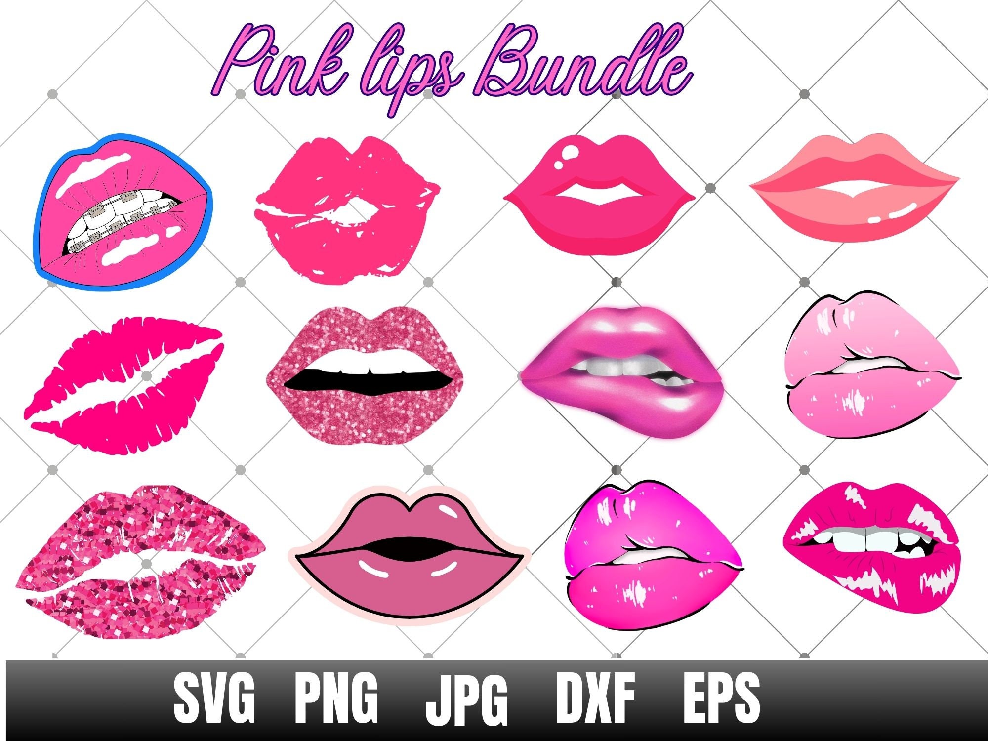 Lips Svg Bundle | Pink Lips Bundle | Kiss Svg | Lips Svg | Pink Lips ...