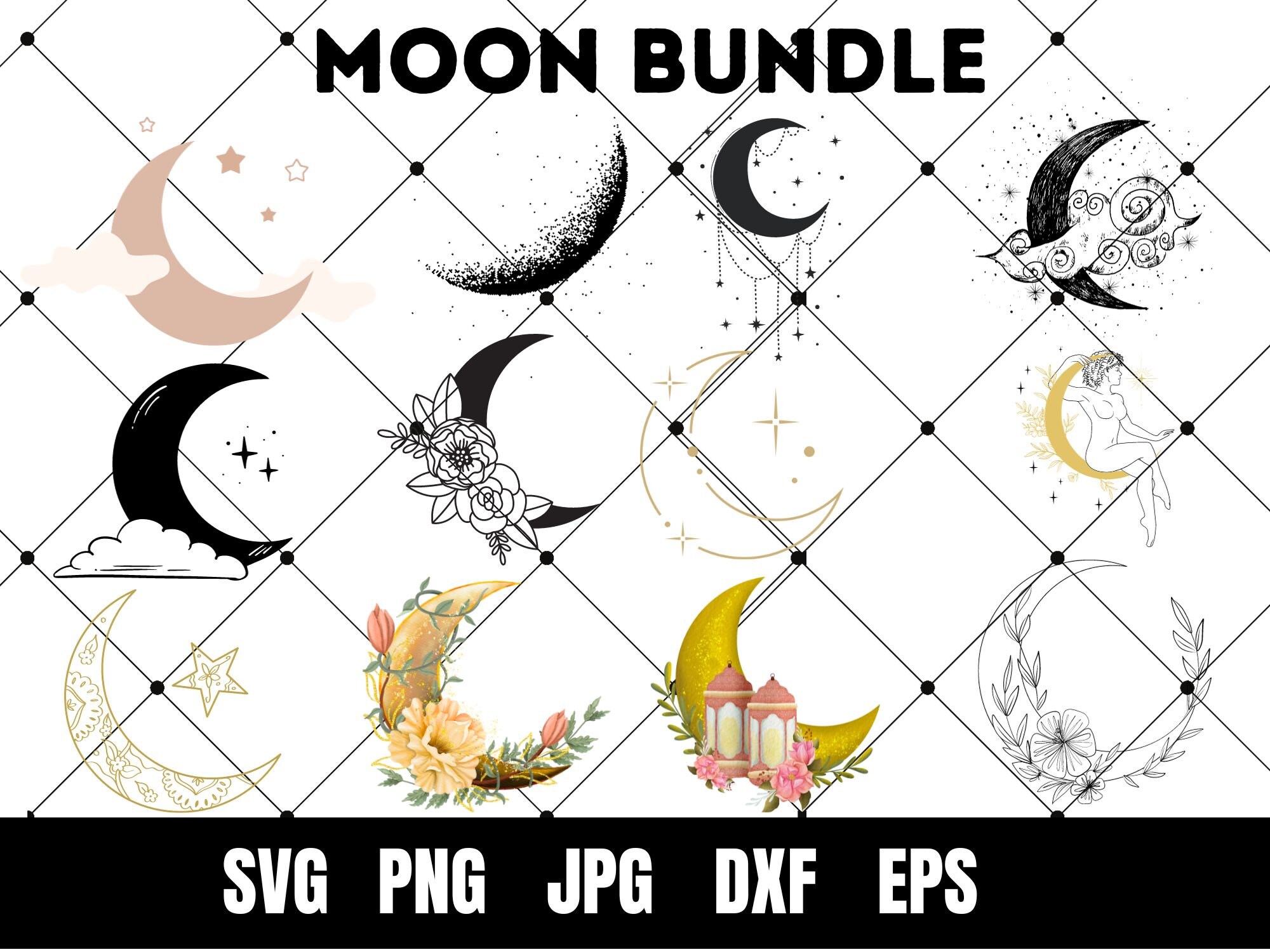 Floral Moon SVG Bundle, Celestial Cricut Cut File (digital Download) - Etsy