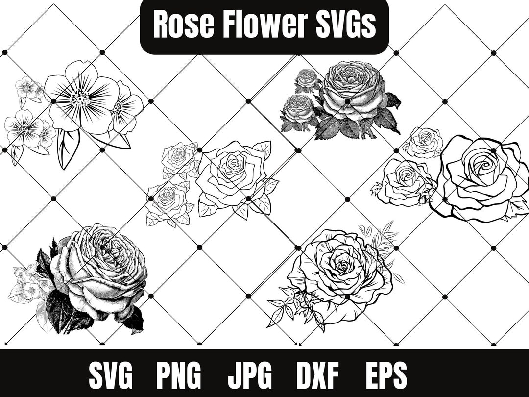 Rose SVG Bundle, Rose SVG, Flower Svg, Monogram Svg, Half Rose Svg, Cut ...