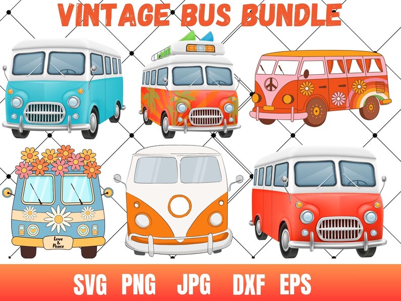 Bus SVG Van Classic Car Svg Cut Ready Clip Art Graphicsdigital ...