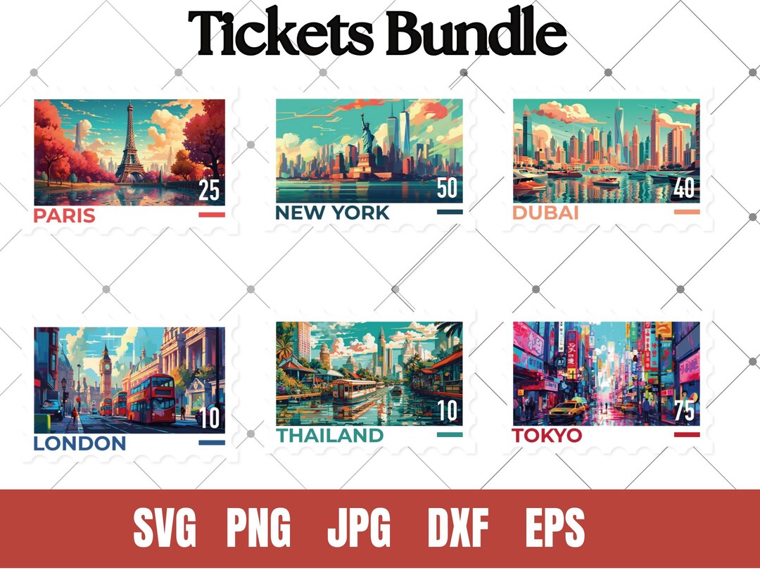 Printable Tickets, Vintage Tickets Strip, Collage Sheets, Digital ...