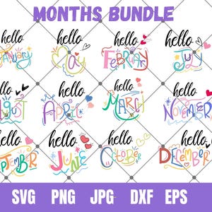 Months of the Year SVG Bundle,calendar Clipart,months Calendar SVG ...