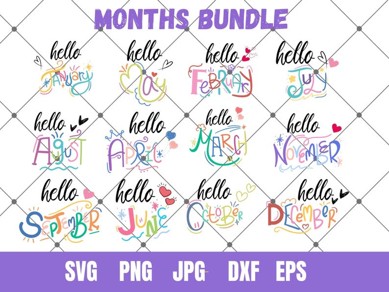 Months of the Year SVG Bundle,calendar Clipart,months Calendar SVG ...