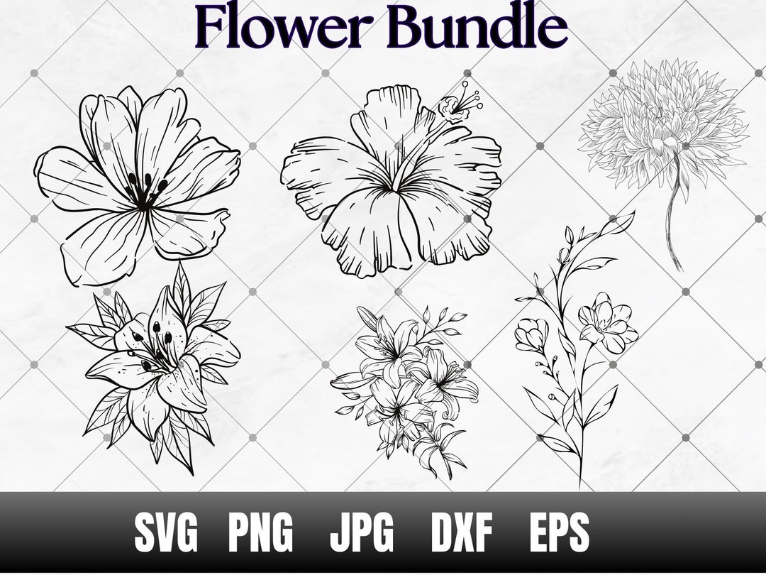 Wildflower SVG Bundle, Flowers and Leaves Cut Files (digital Download ...