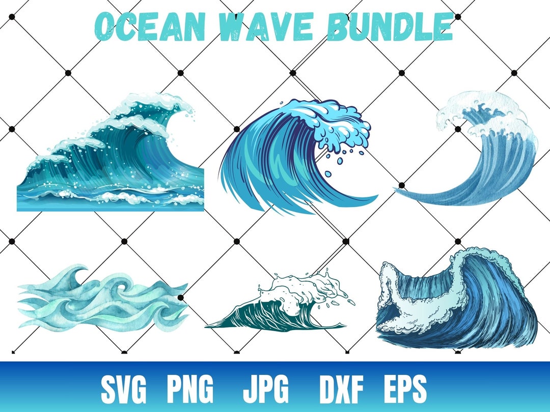 Wave Bundle - SVG, PNG, JPG, Digital Cut File, Commercial Use, Instant ...