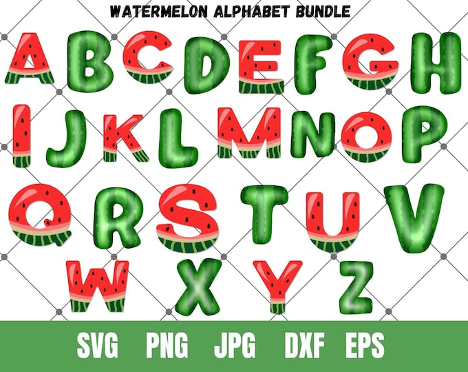 Watermelon Alphabet Clipart , Fruit Letters, Numbers and Glyphs ...