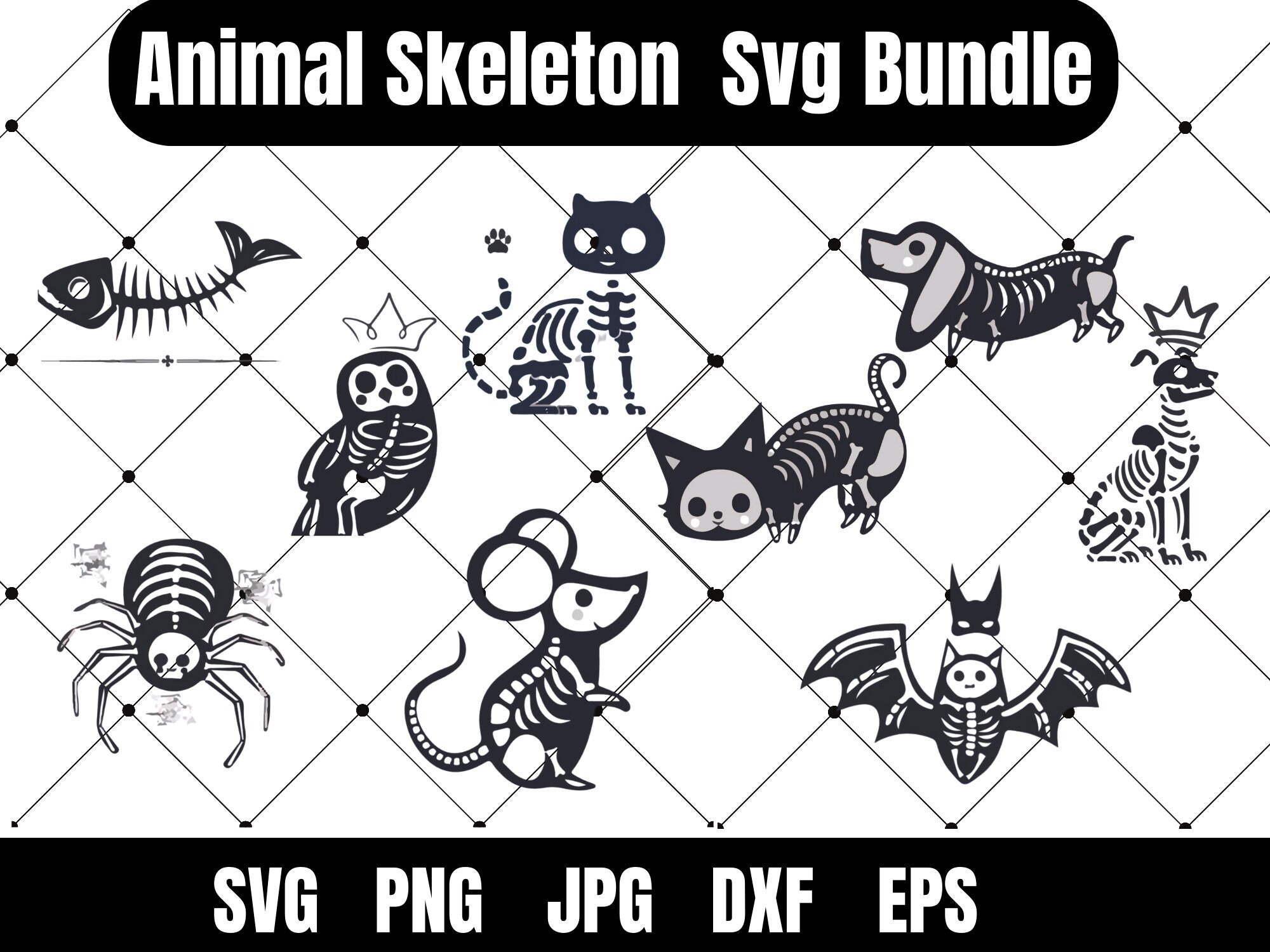 Animal Skeleton SVG Bundle,skeleton Svgs, Dog Skeleton, Cat Skeleton ...
