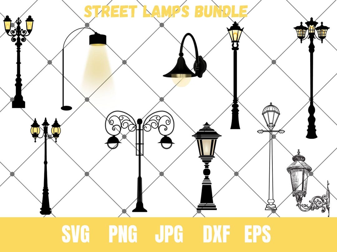 Street Lamp Svg Bundle,street Lamp Vector,streetlight Svg,streetlamp ...