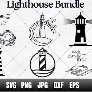 Lighthouse SVG Bundle, Ocean Clipart, Silhouette Cut File (instant ...