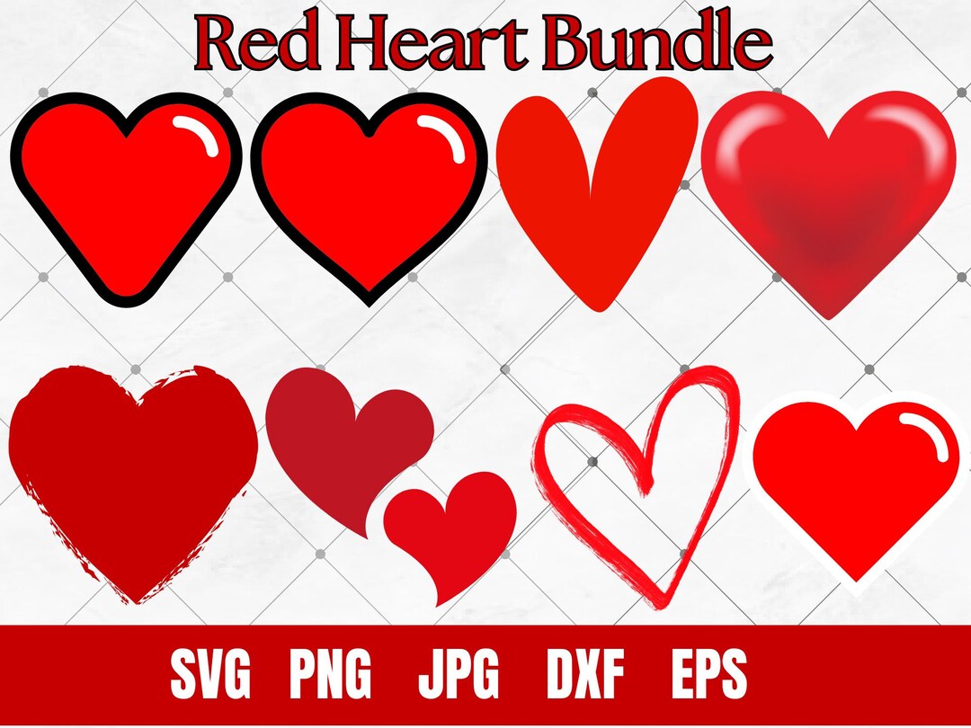 Red Heart SVG Bundle, Valentine's Day Graphics (digital Download) - Etsy
