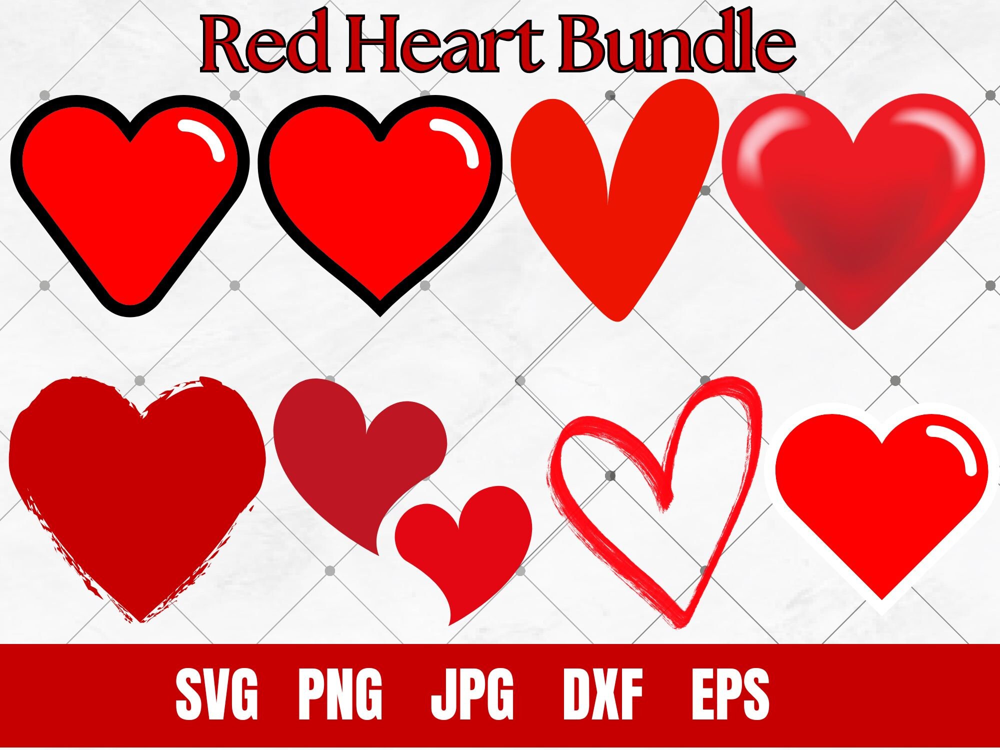 Red Heart SVG, Valentine's Day Svg, Red Hearts Bundle, Love Svg, Heart ...