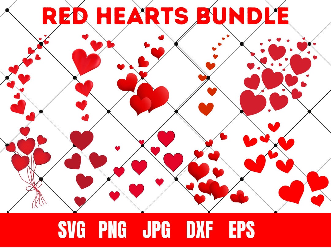 Red Hearts SVG Bundle, Valentine's Day Graphics (digital Download) - Etsy