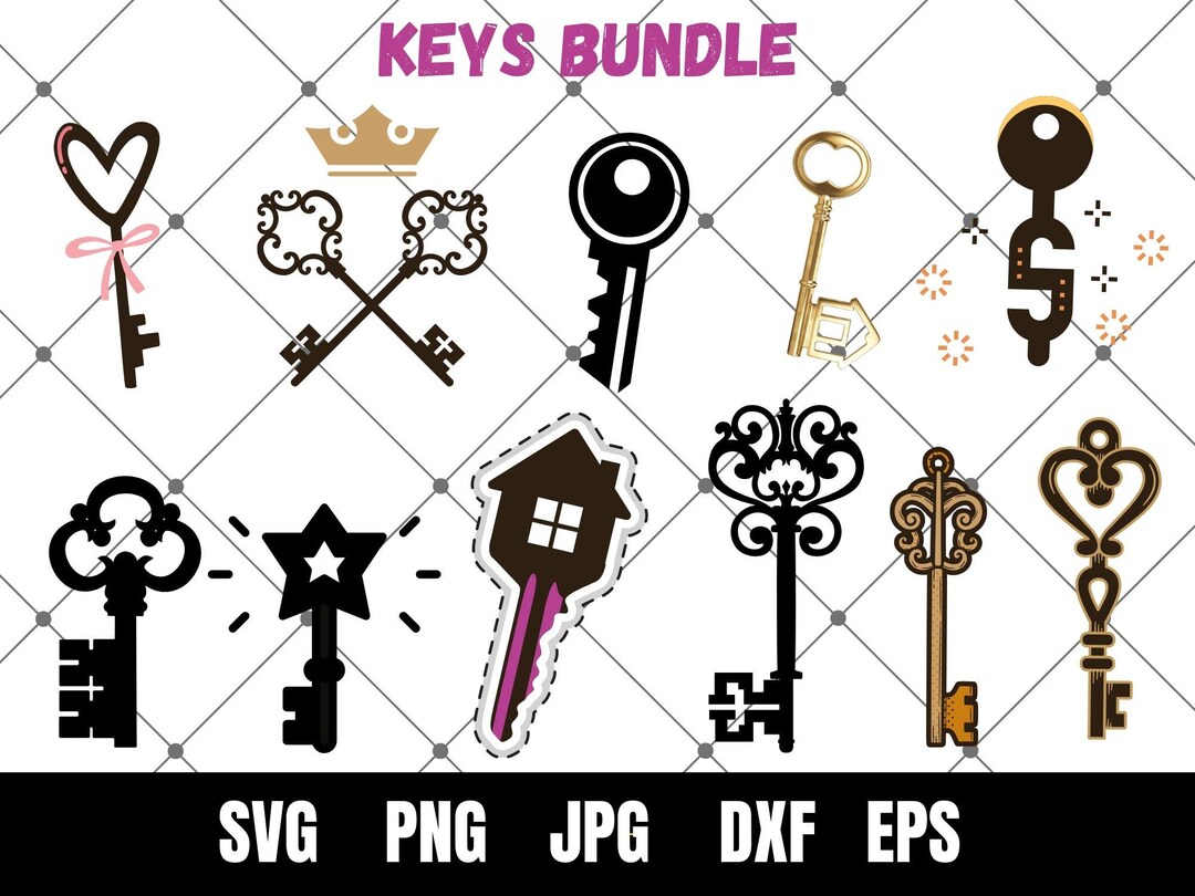 Keys Svg Bundle,key Clipart,magic Key Svg, Vintage Key,key Lock Clipart ...