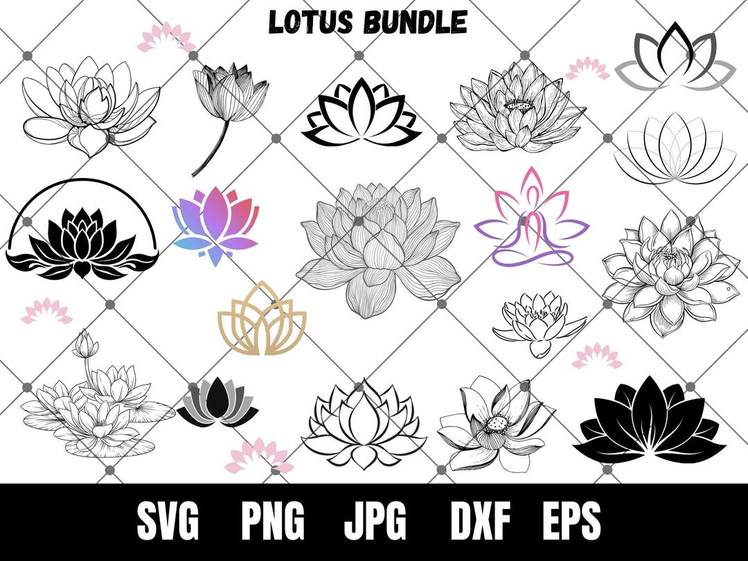Lotus Flower Bundle,meditation Vector,lotus SVG CRICUT, Yoga Silhouette ...