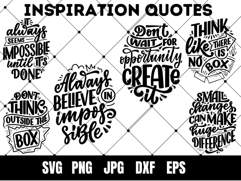 Inspirational Quotes SVG PNG Bundle, Motivational Clipart (digital ...