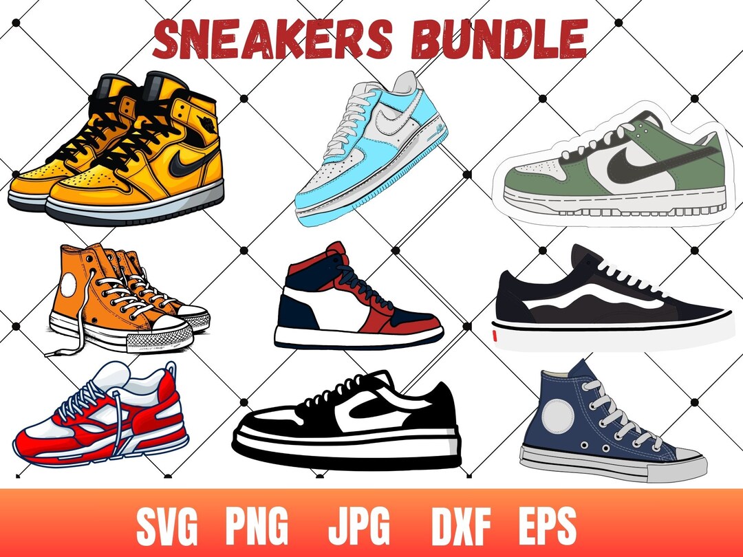 Sneaker Svg, Sneaker Cut File, Sneaker Digital Clipart, Silhouette ...