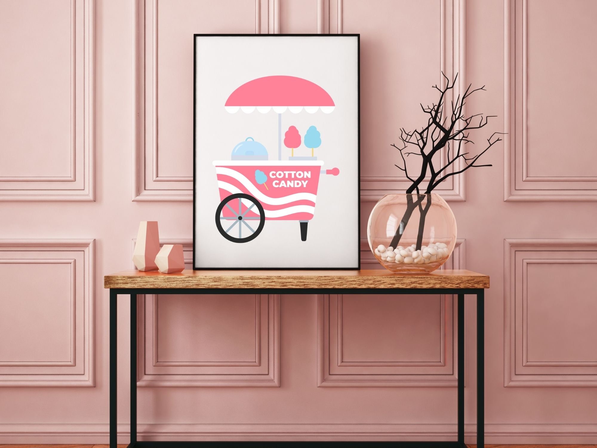 Cotton Candy Vector Clipart Set / Outline & Stamp Drawing Illustrations ...