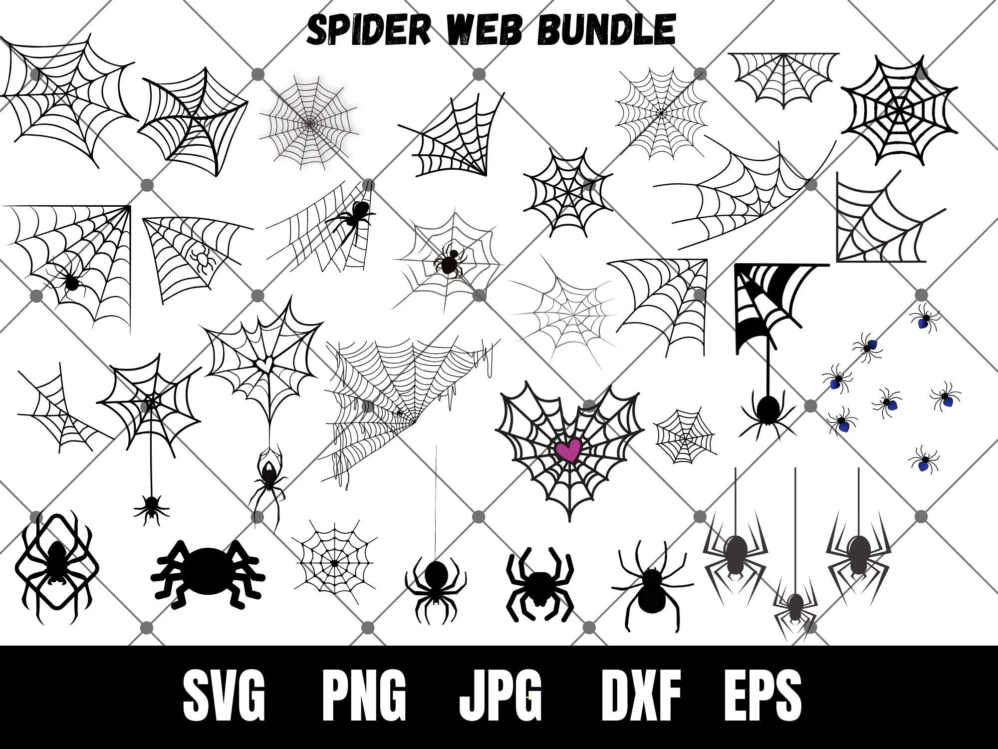 Spider Web SVG Bundle, Cobweb Clipart, Halloween Cut Files (digital ...