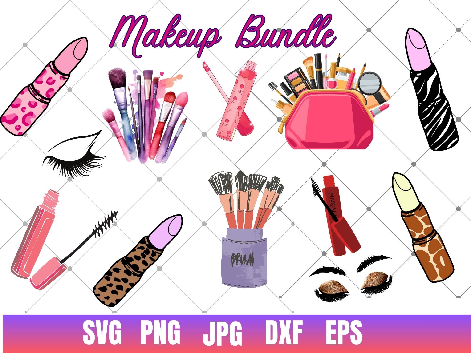 Makeup Svg Bundle, Makeup Clipart, Eyelashes Svg, Lips Svg, Eyeshadow ...