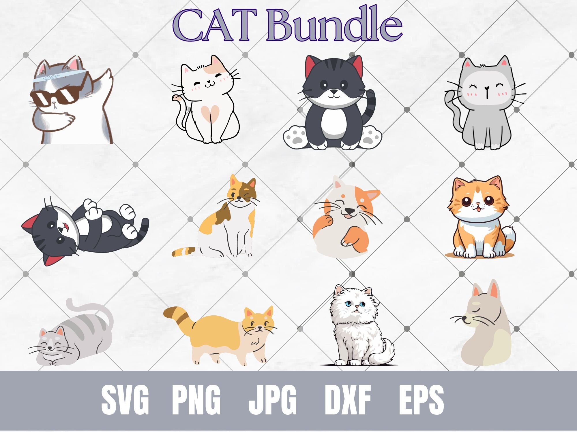Cat SVG Bundle, Cat PNG Bundle, Cat Clipart, Kitten Svg, Cat Silhouette ...