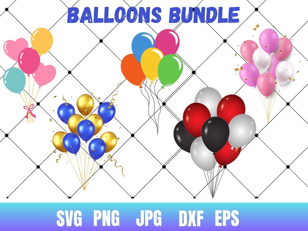 Balloon Svg Bundle, Balloon Bunch Png, Balloons Clipart,hot Air Balloon ...