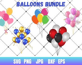 Balloon Svg Bundle, Balloon Bunch Png, Balloons Clipart, Birthday ...