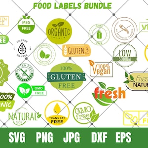 Food Labels Svg Bundle,label Printables,label Clipart, Food Label ...