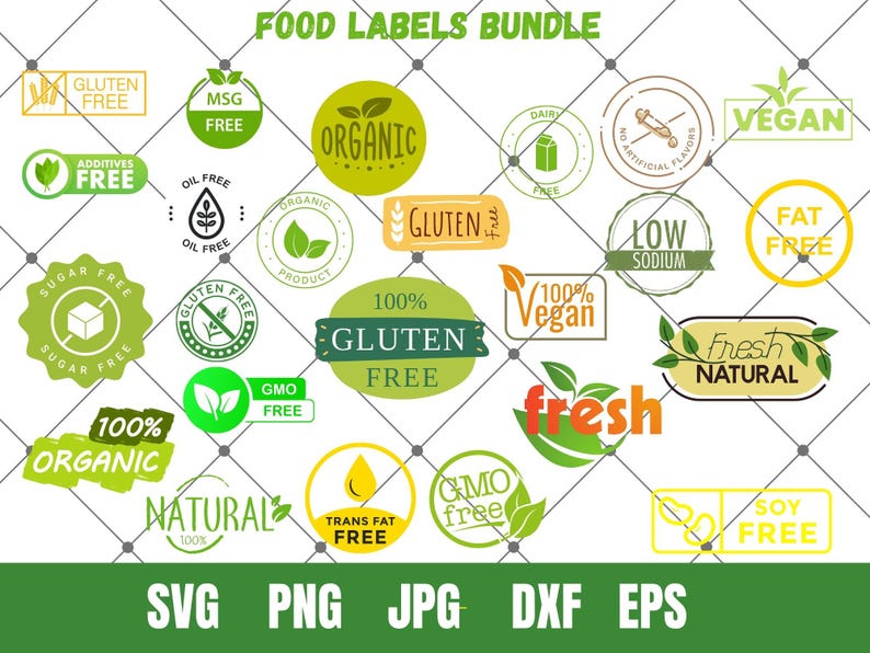 Food Labels Svg Bundle,label Printables,label Clipart, Food Label ...