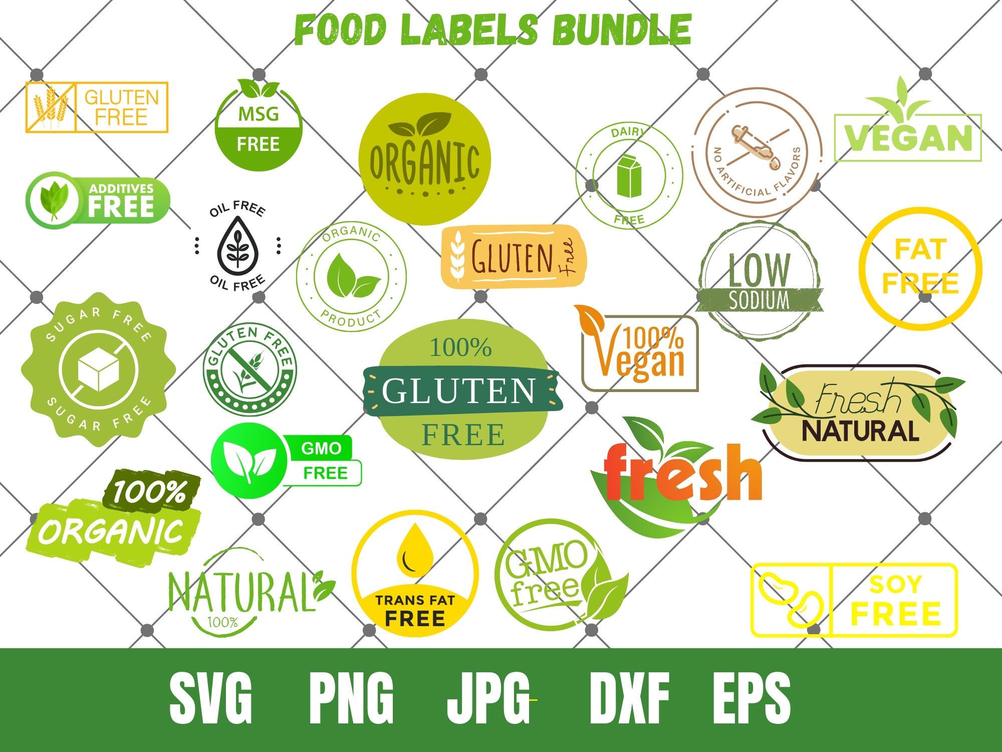 Food Labels Svg Bundle,label Printables,label Clipart, Food Label ...