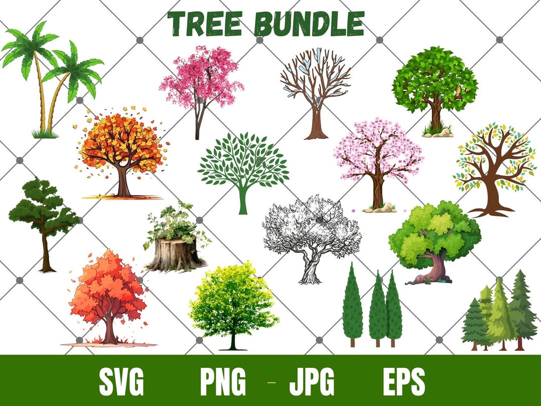Trees SVG Bundle, Botanic Svg, Tree Png,tree Silhouette SVG Bundle ...