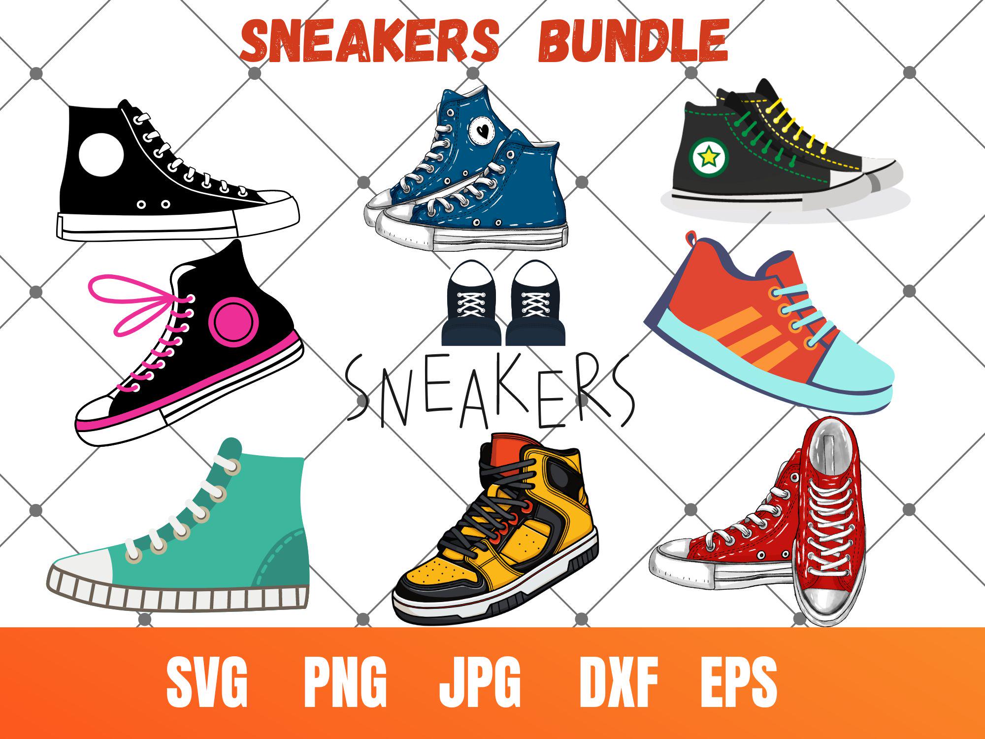 Sneaker Svg, Sneaker Cut File, Sneaker Digital Clipart, Silhouette ...