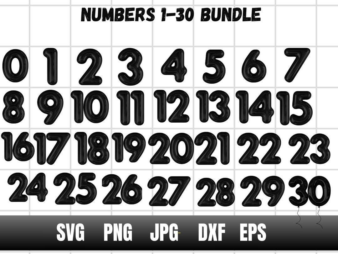 Numbers 1 to 30 Svg, Numbers Clipart, Numbers Sticker, Number ... Numbers 1 to 30 Svg, Numbers Clipart, Numbers Sticker, Number ...