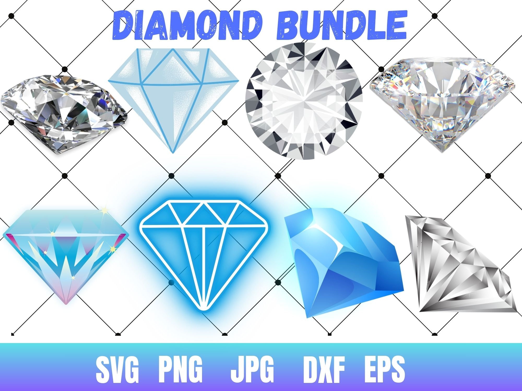 Diamond Bundle Svg , Diamond Svg, Diamond Silhouette, Diamond Clipart ...