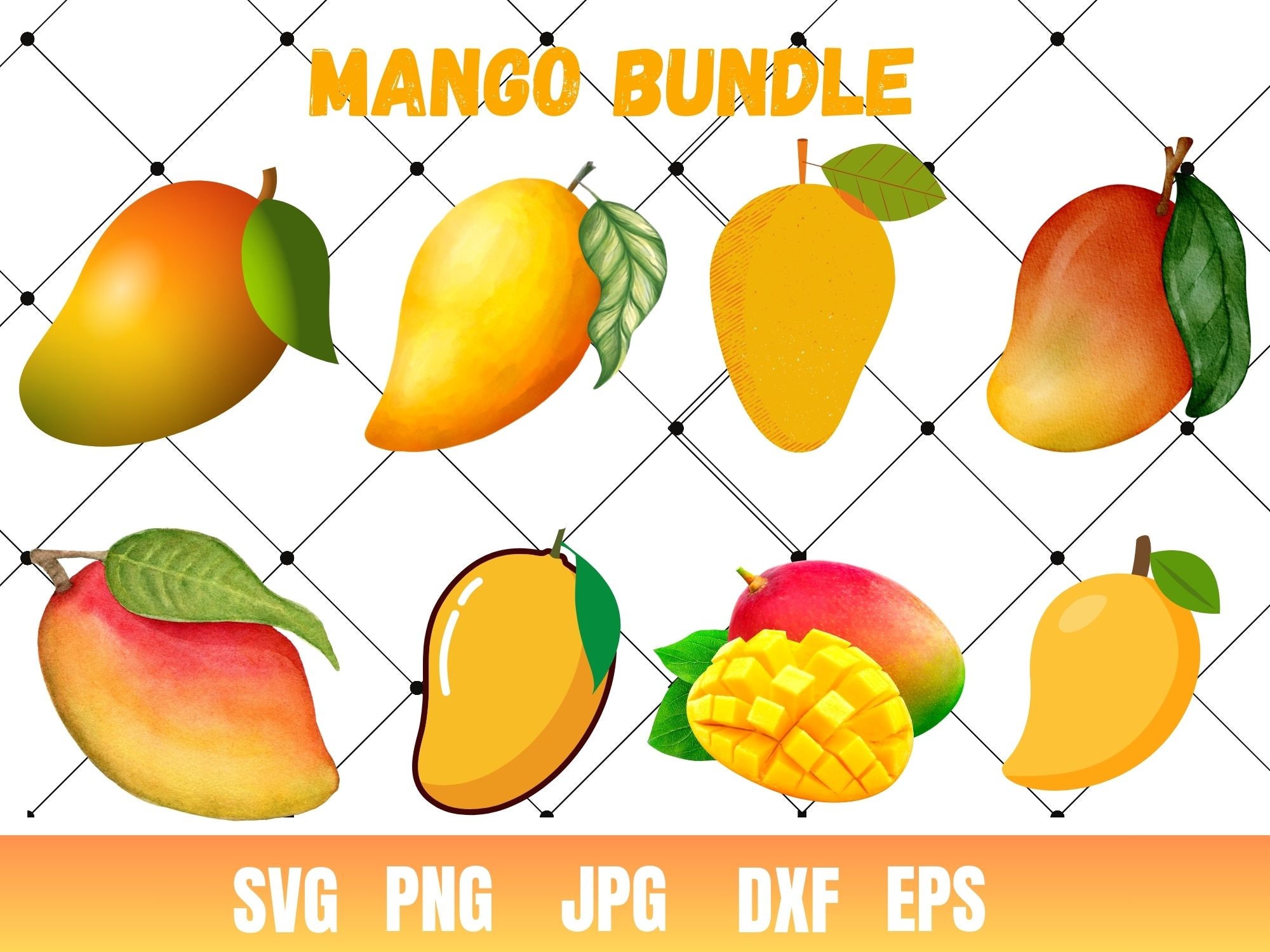 Mango Fruit SVG • Clip Art Cut File Silhouette Dxf Eps Png Jpg ...