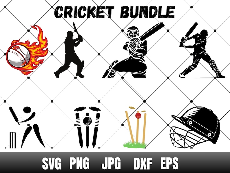 Cricket Silhouette Pack | Digital Download | Cricket SVG, Batsman PNG ...