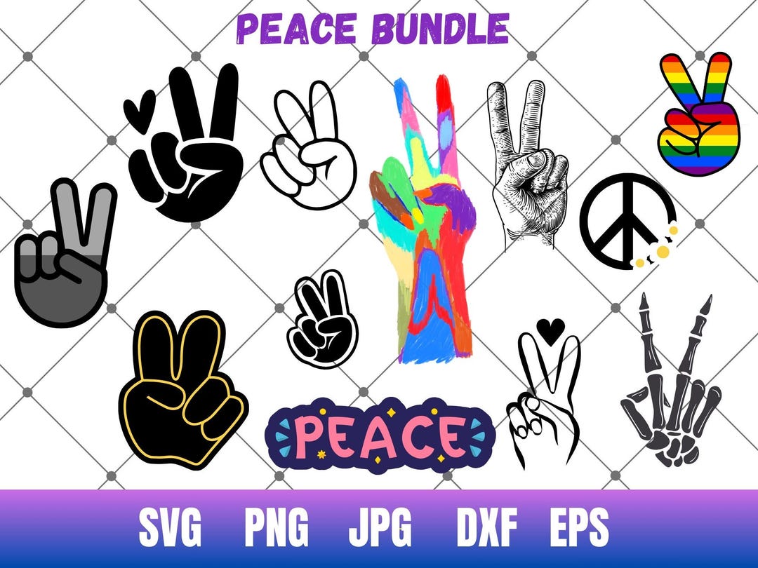 Peace Sign Svg Bundle,hand Peace Sign Svg,peace Logo Vector Files ...