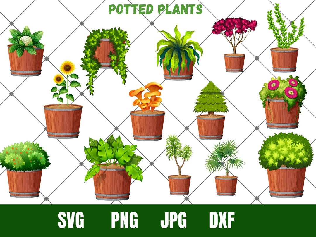 Potted Plants Svg Bundle,houseplant Svg,plant Clipart,gardening Svg ...
