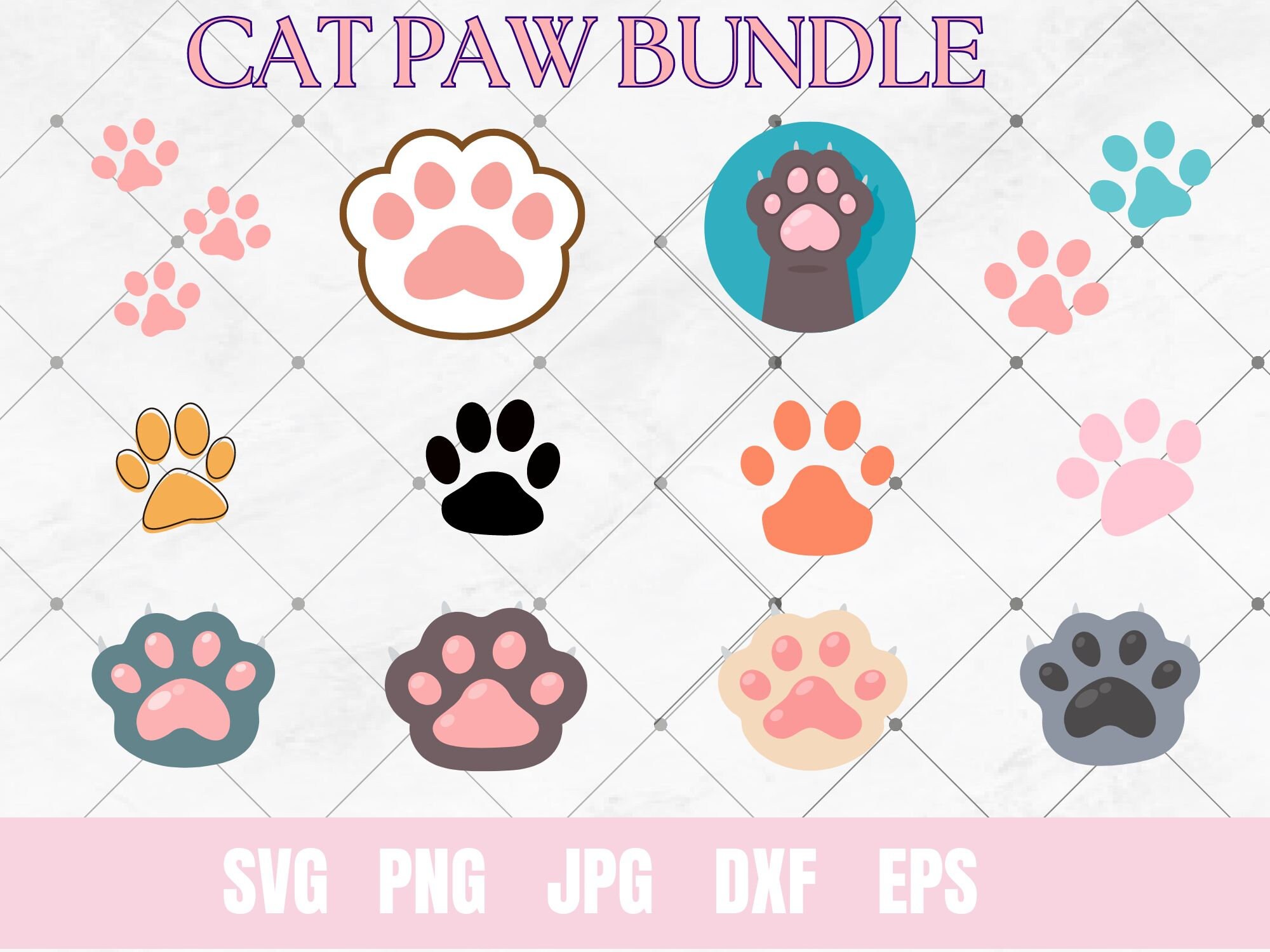 Cat Paw SVG, Kitten Paw SVG, Cat Foot Print, Svg, Dxf, Png, Jpg, Pdf ...