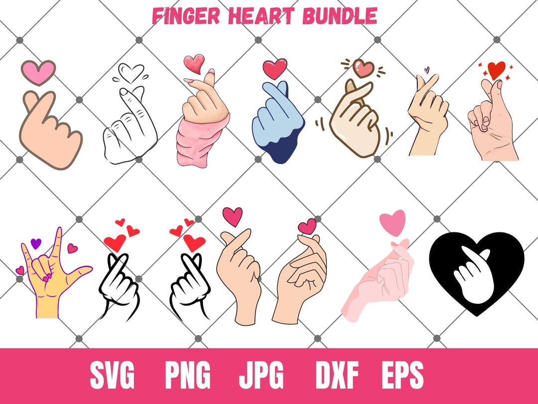 Finger Heart SVG Bundle,korean Finger Heart,finger Heart Svg,korean ...