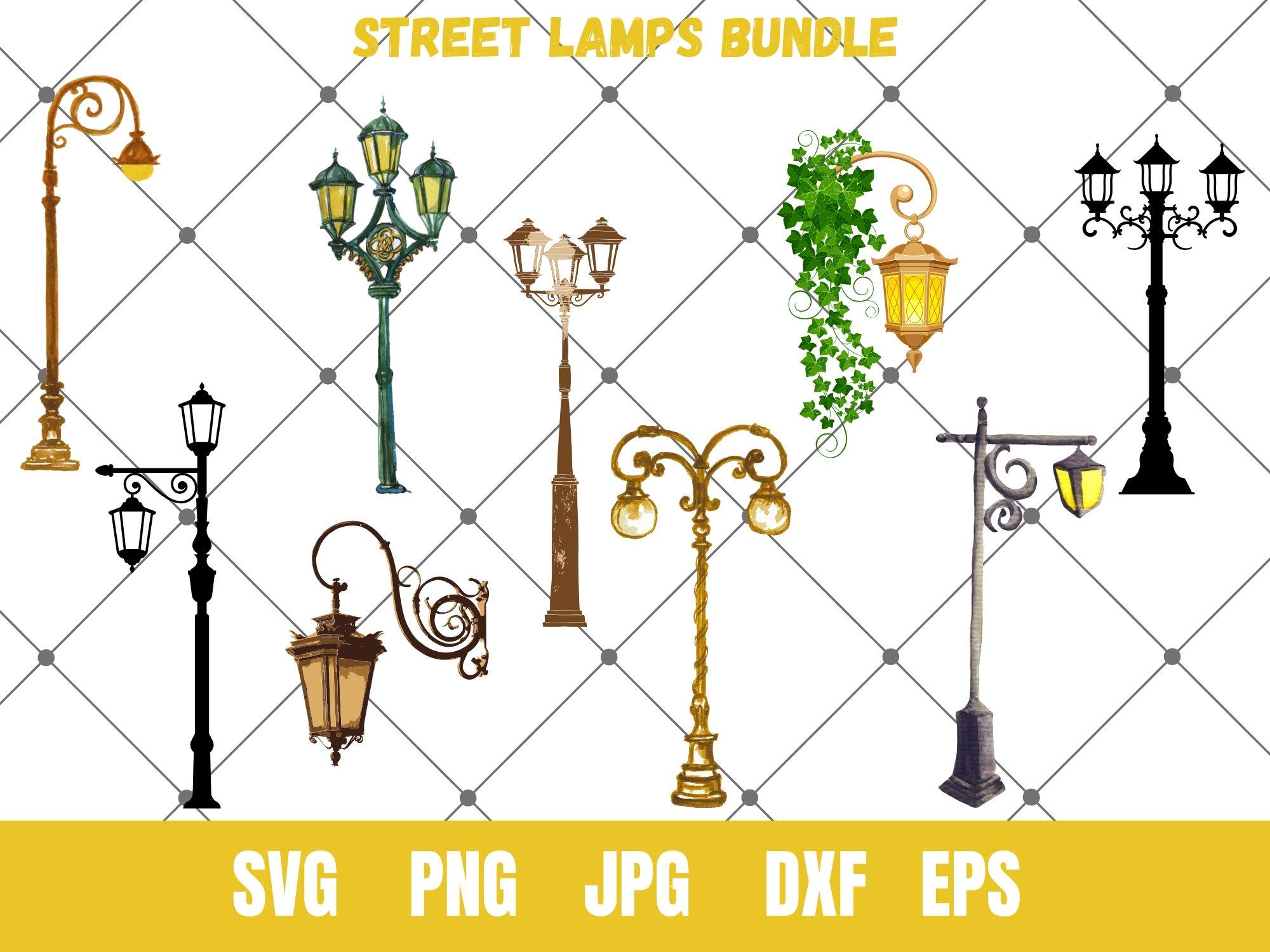 Lamps Svg,street Lamp Svg Bundle,streetlamp Vector,streetlight Svg ...