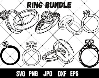 Marriage Rings Svg Bundle, Ring Svg, Wedding Svg, Clipart, Silhouette ...