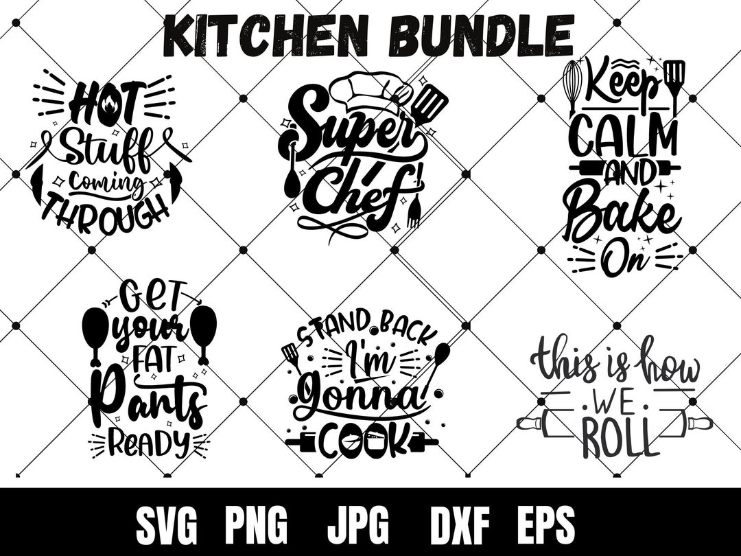 Kitchen Quotes SVG Bundle, Cooking Baking Potholder Designs (digital ...