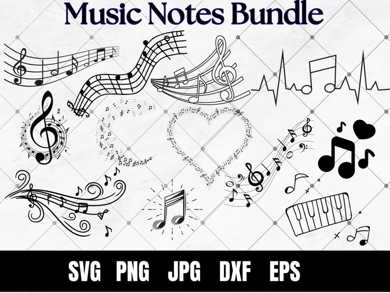 Music Notes SVG Musical Notes Clipart Music Lover Svg Files for Cricut ...